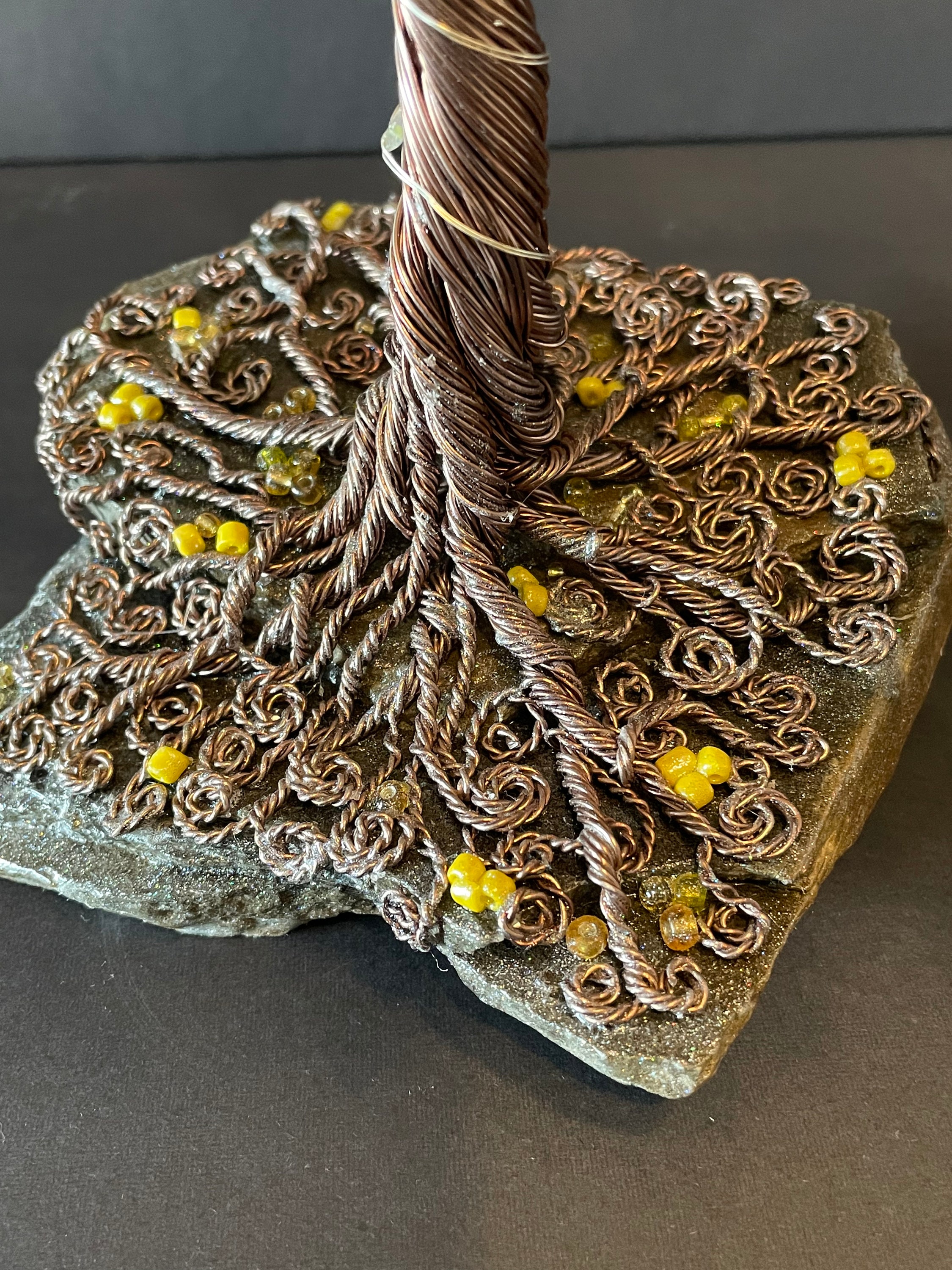 Autumn Gold Wire Tree. Yellow and Gold Beads Twisted With Copper Brown ...