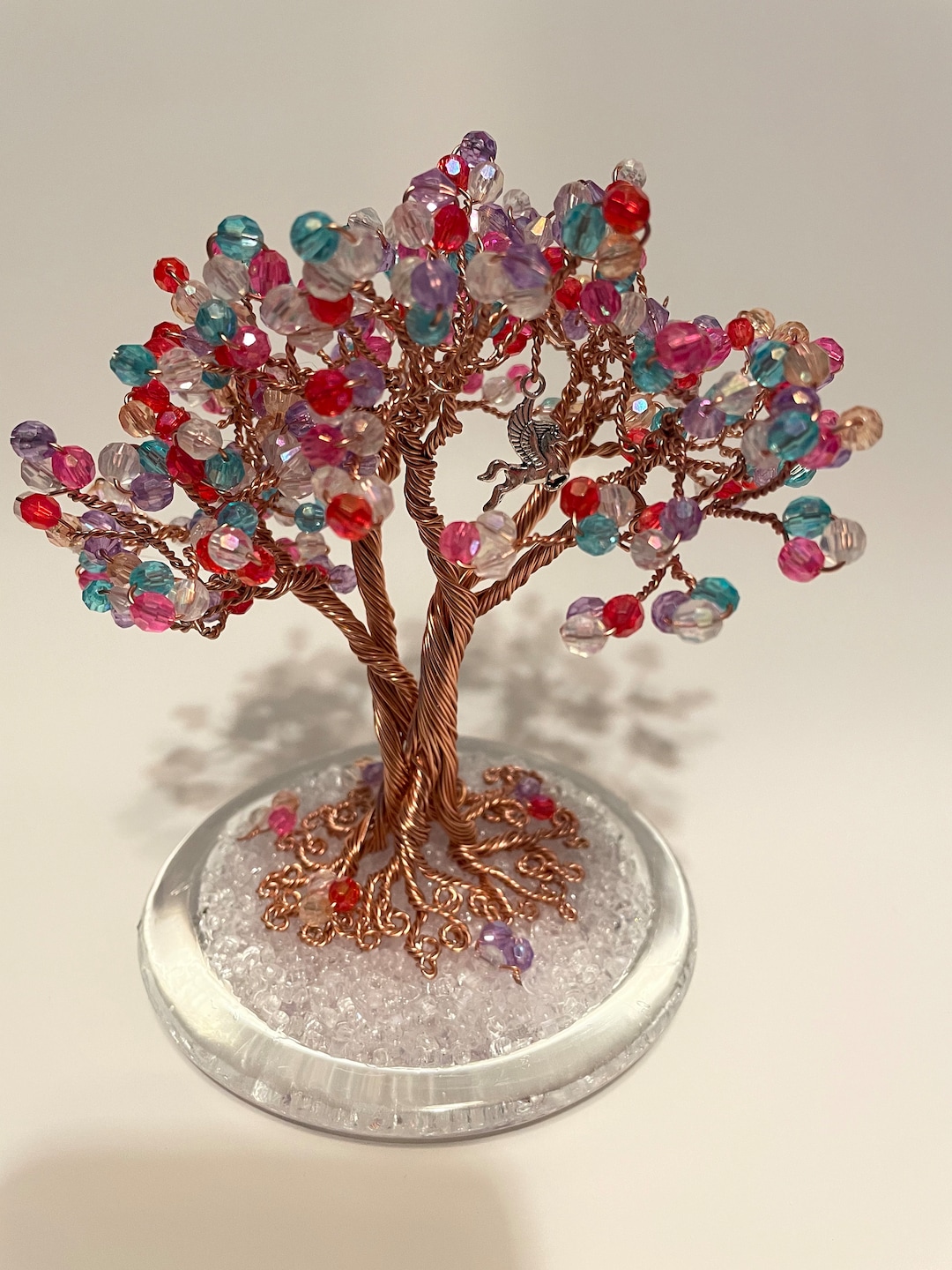 Candy Bead Wire Tree on Round Glass Tray - Etsy