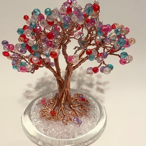 Colourful Handmade Bead and Wire Tree on Round Glass Tray - Etsy