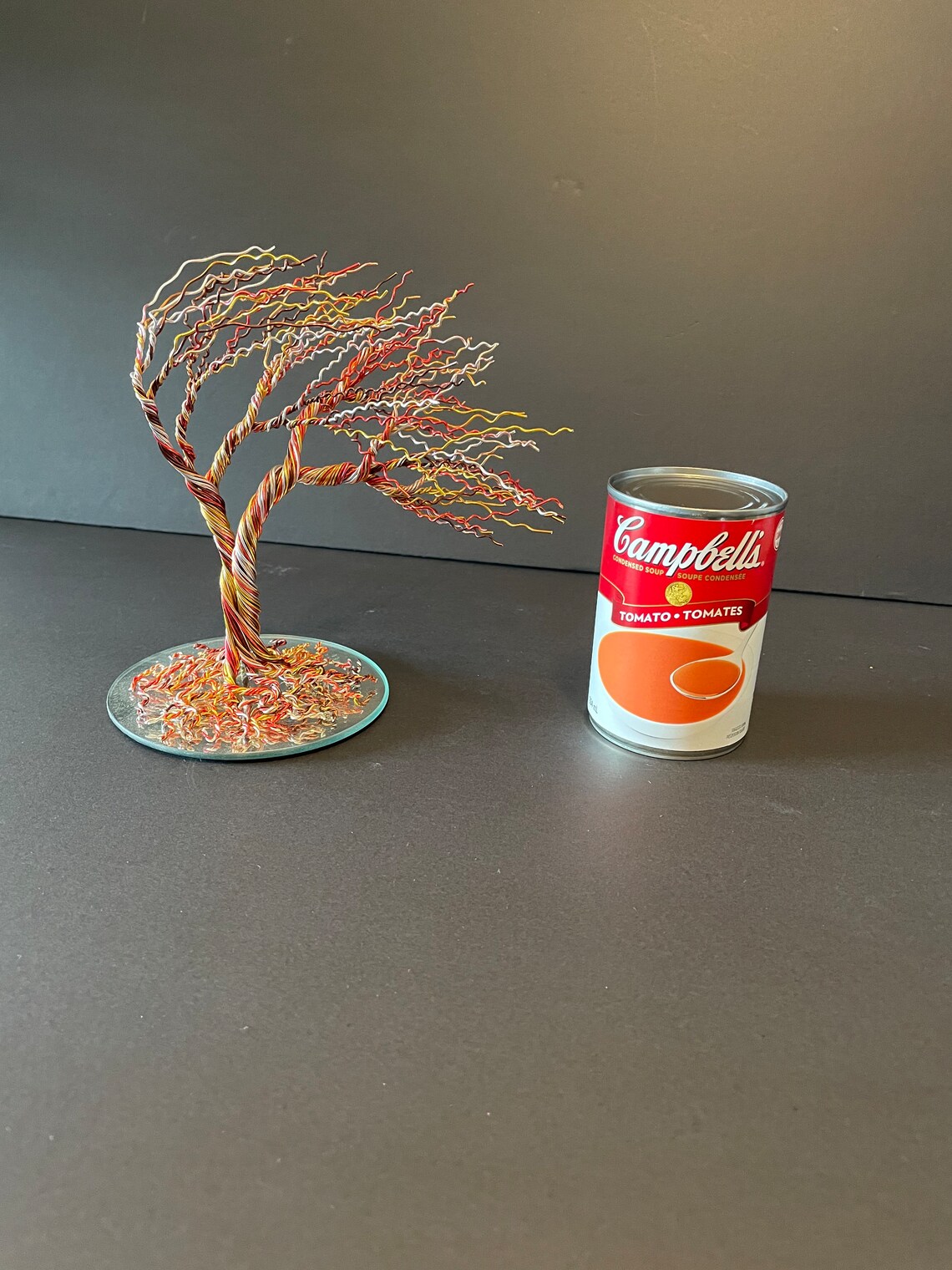 Copper, Gold, and Silver Windswept Wire Tree Attached to a Small ...