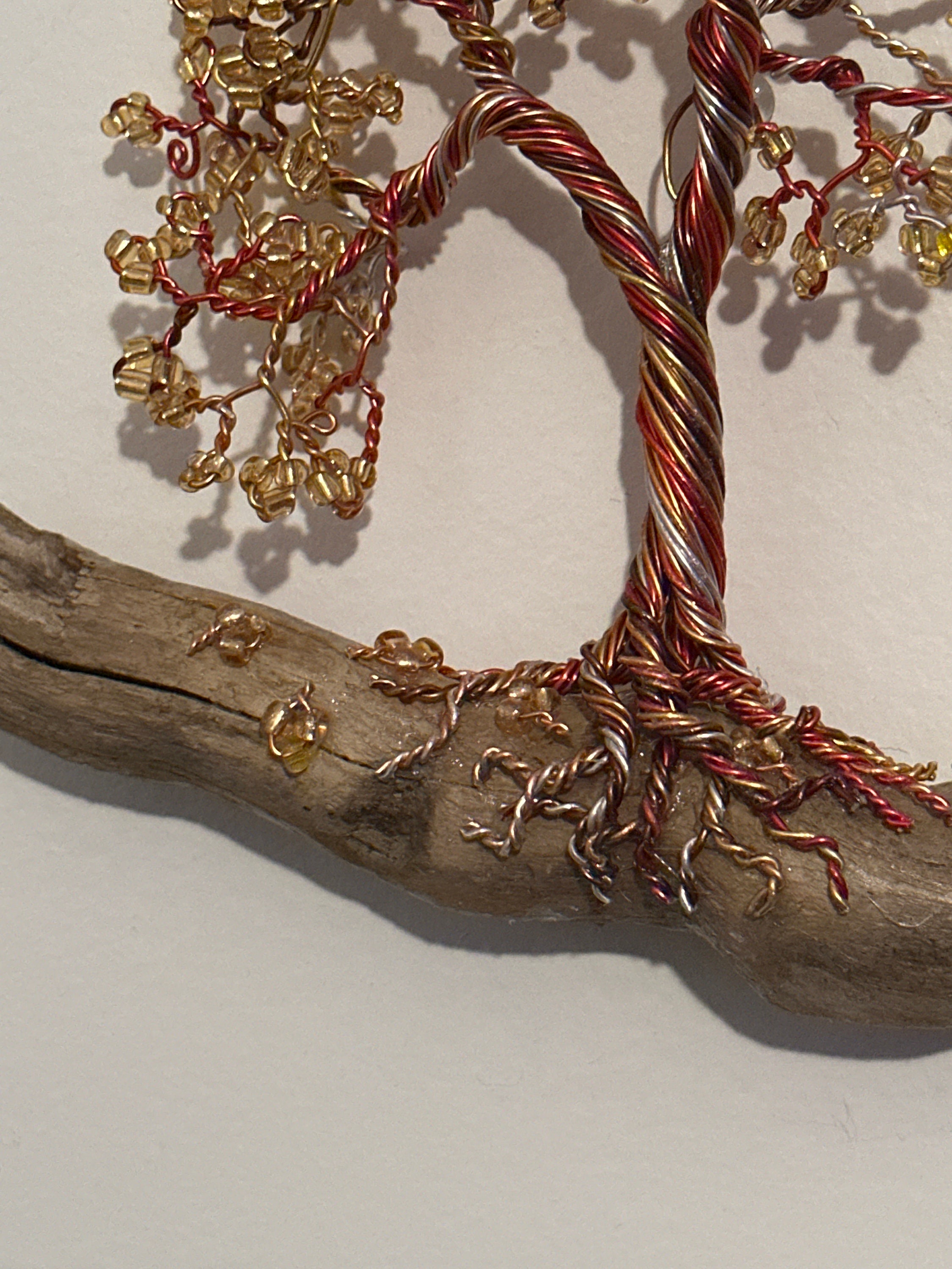 Wire Tree Sculpture With Owl Charm on Driftwood, Autumn Colors - Etsy
