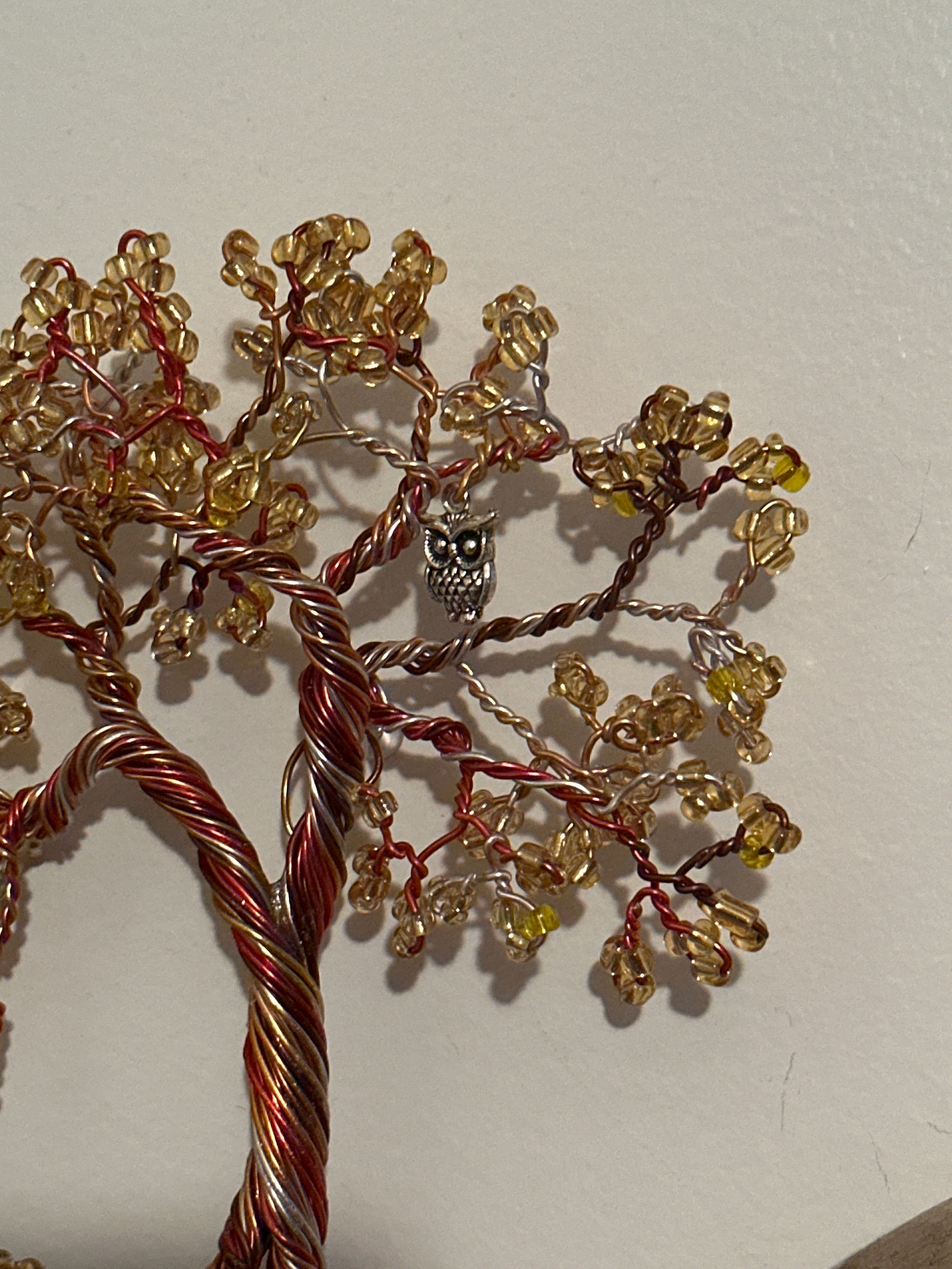 Wire Tree Sculpture With Owl Charm on Driftwood, Autumn Colors - Etsy