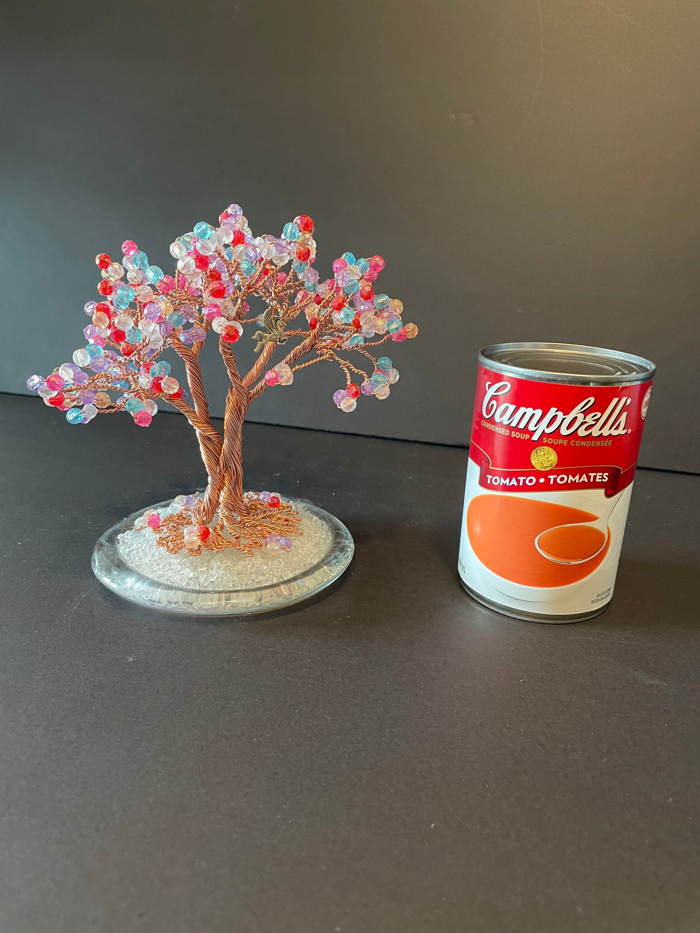 Colourful Handmade Bead and Wire Tree on Round Glass Tray - Etsy