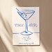 Hand Drawn Blue Martini Illustrated Birthday Invite Template - Editable ...