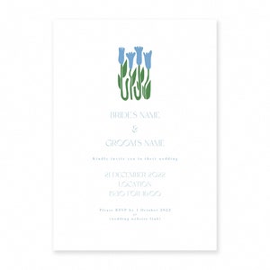 Tulip Linocut Wedding Invite Template - Editable Wedding Invite ...