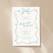 Hand Drawn Illustrated Blue Bow Wedding Invite Set Template Editable ...