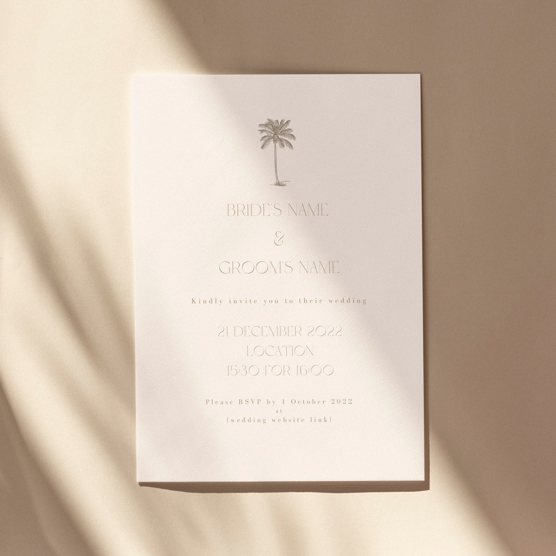Palm Tree Wedding Invite Template - Editable Wedding Invite - Instant ...