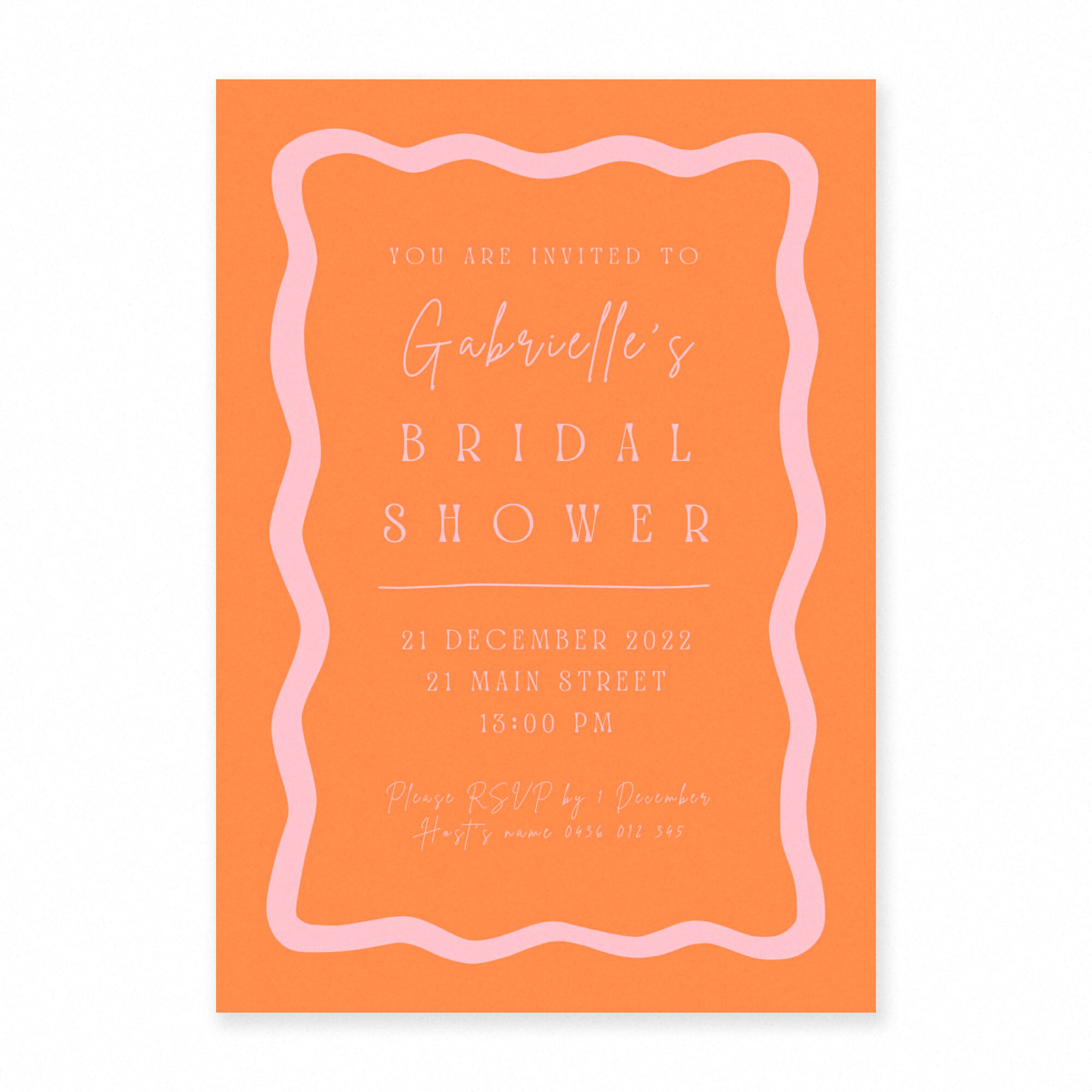 Hand Drawn Wavy Border Bridal Shower 2 Piece Invite Set Template ...