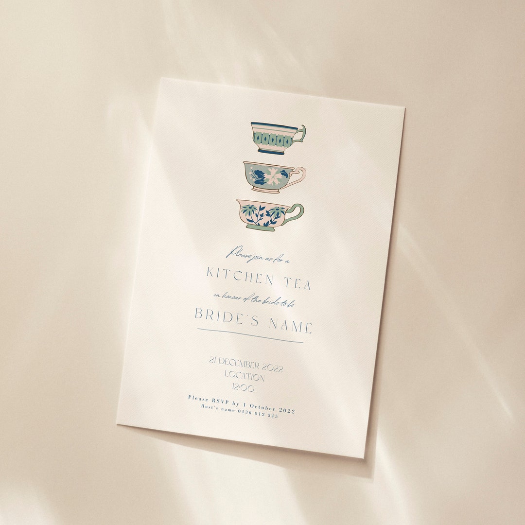 Teacup Bridal Shower / Kitchen Tea Invite Template - Editable Kitchen ...
