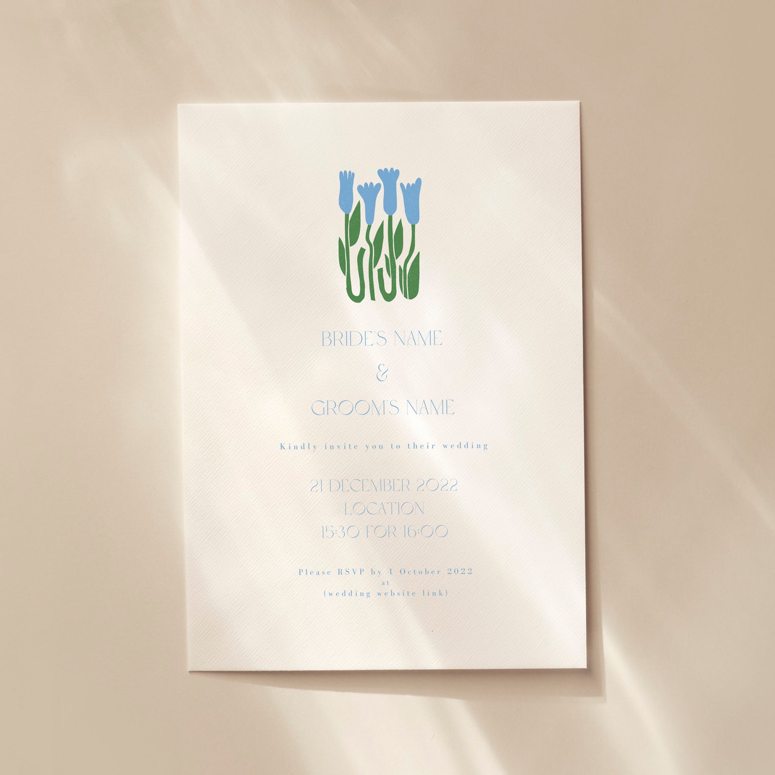 Tulip Linocut Wedding Invite Template - Editable Wedding Invite ...