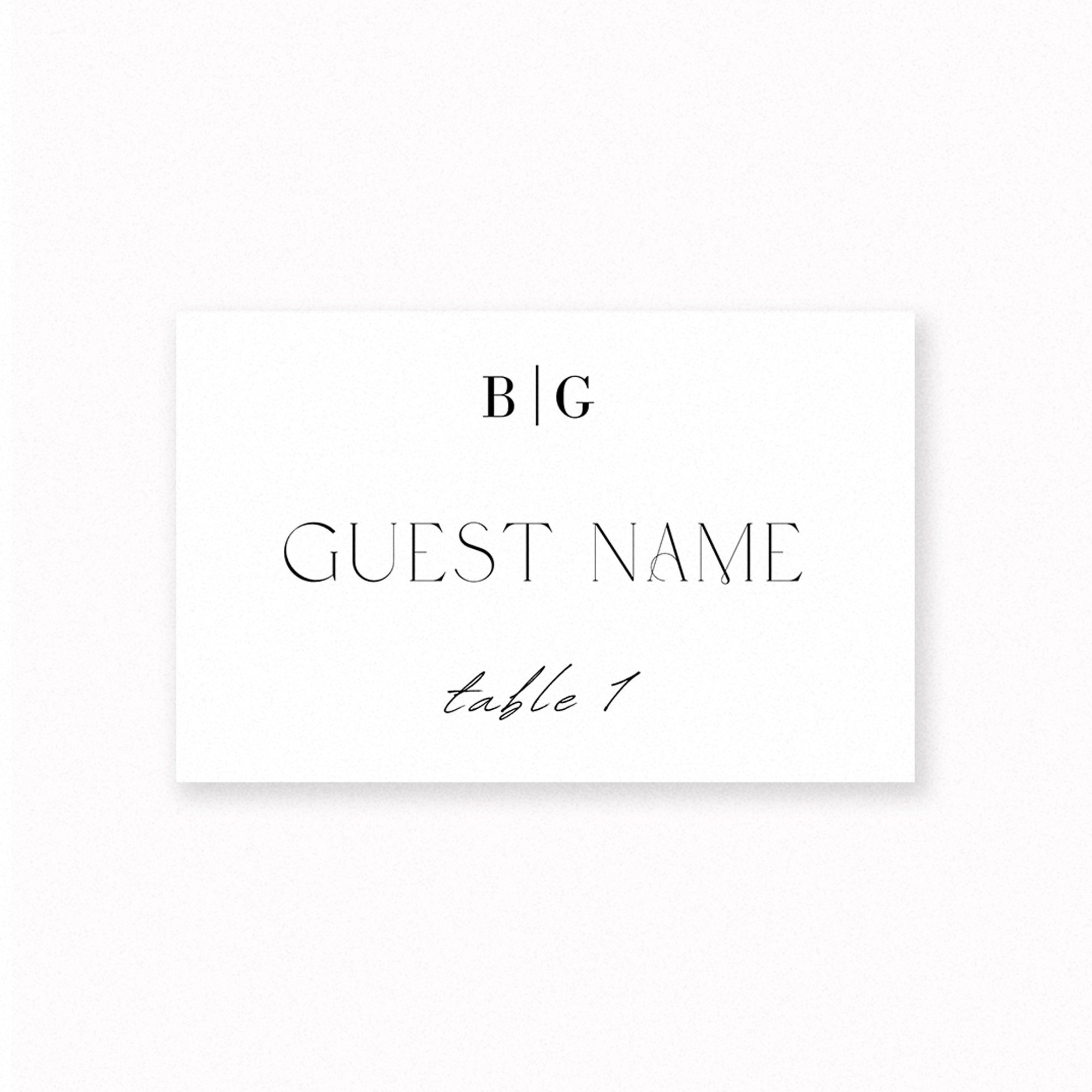 Classic Black Name Card / Place Card Template - Editable Name Card ...