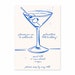 Hand Drawn Blue Martini Illustrated Birthday Invite Template - Editable ...