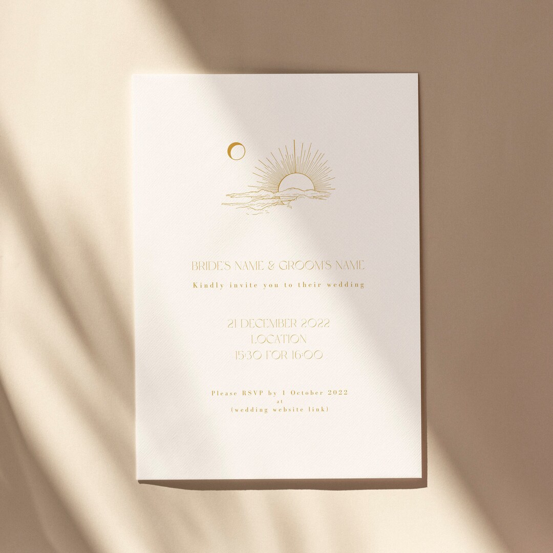 Sun and Moon Wedding Invite Template - Editable Wedding Invite ...
