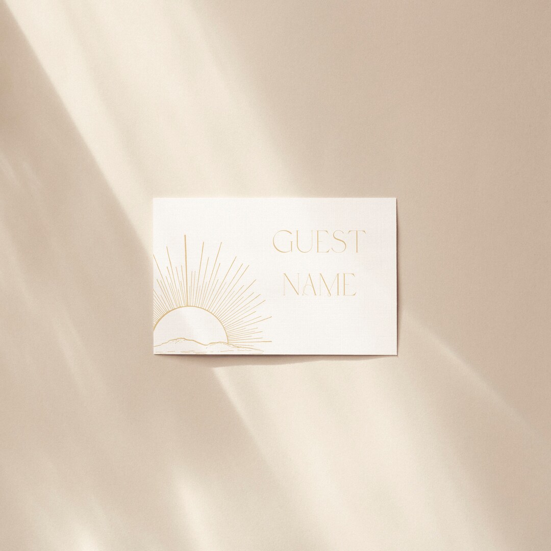 Sun and Moon Name Card / Place Card Template - Editable Name Card ...
