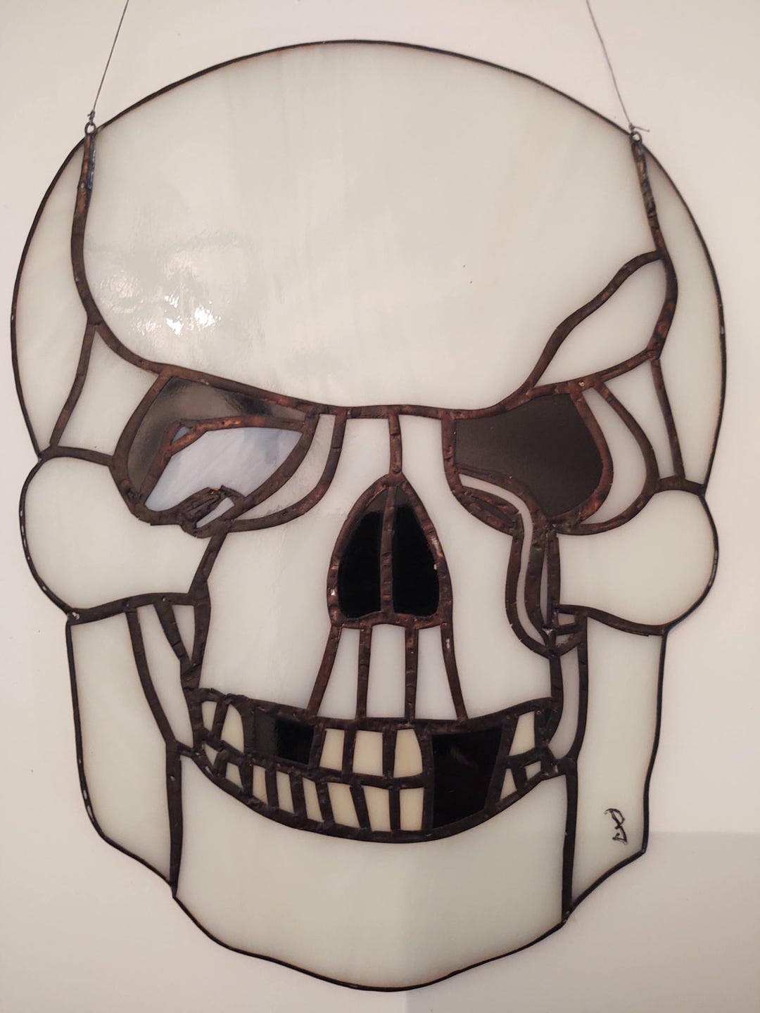 Vintage Stained Glass Skull - Etsy