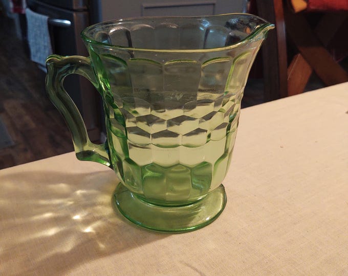 Vintage Atlas Glass Green Uranium Depression Glass Pitcher With ...