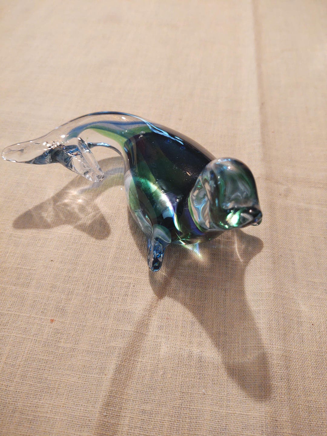 Vintage Blue and Green Crystal Seal Figurine Paperweight - Etsy