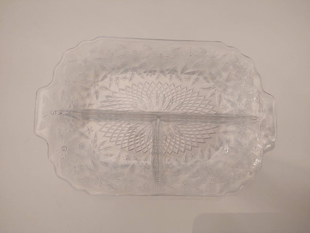 Vintage Indiana Glass Co. 3 Section Divided Relish Tray With Pineapple ...