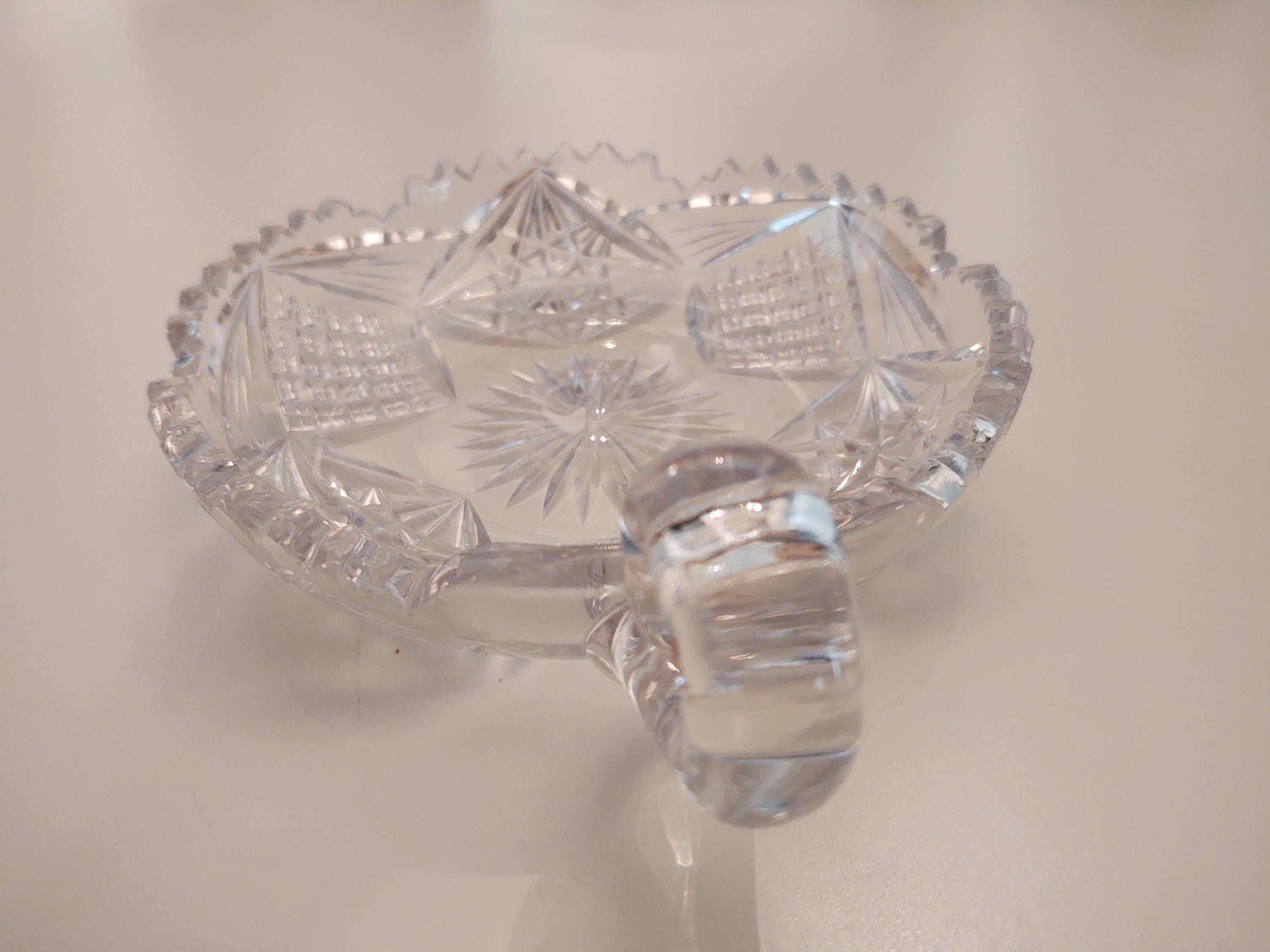 Vintage Cut Glass Bowl With Sawtooth Edge and Handle. - Etsy
