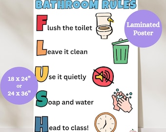 Bathroom Rules Anchor Chart, Classroom Bathroom Poster, Kid Bathroom ...