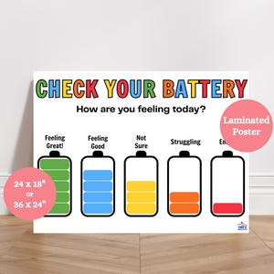 Check Your Battery Feelings Poster, Student Feelings Check In, Mental ...