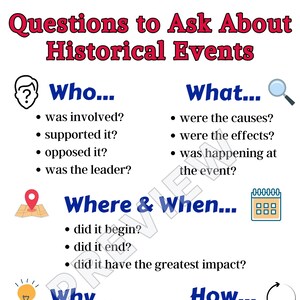 Historical Event Analysis Anchor Chart, Questions in History Anchor ...