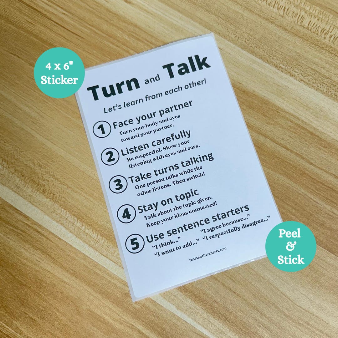 Turn and Talk Poster, How to Turn and Talk Steps, Elementary Classroom ...