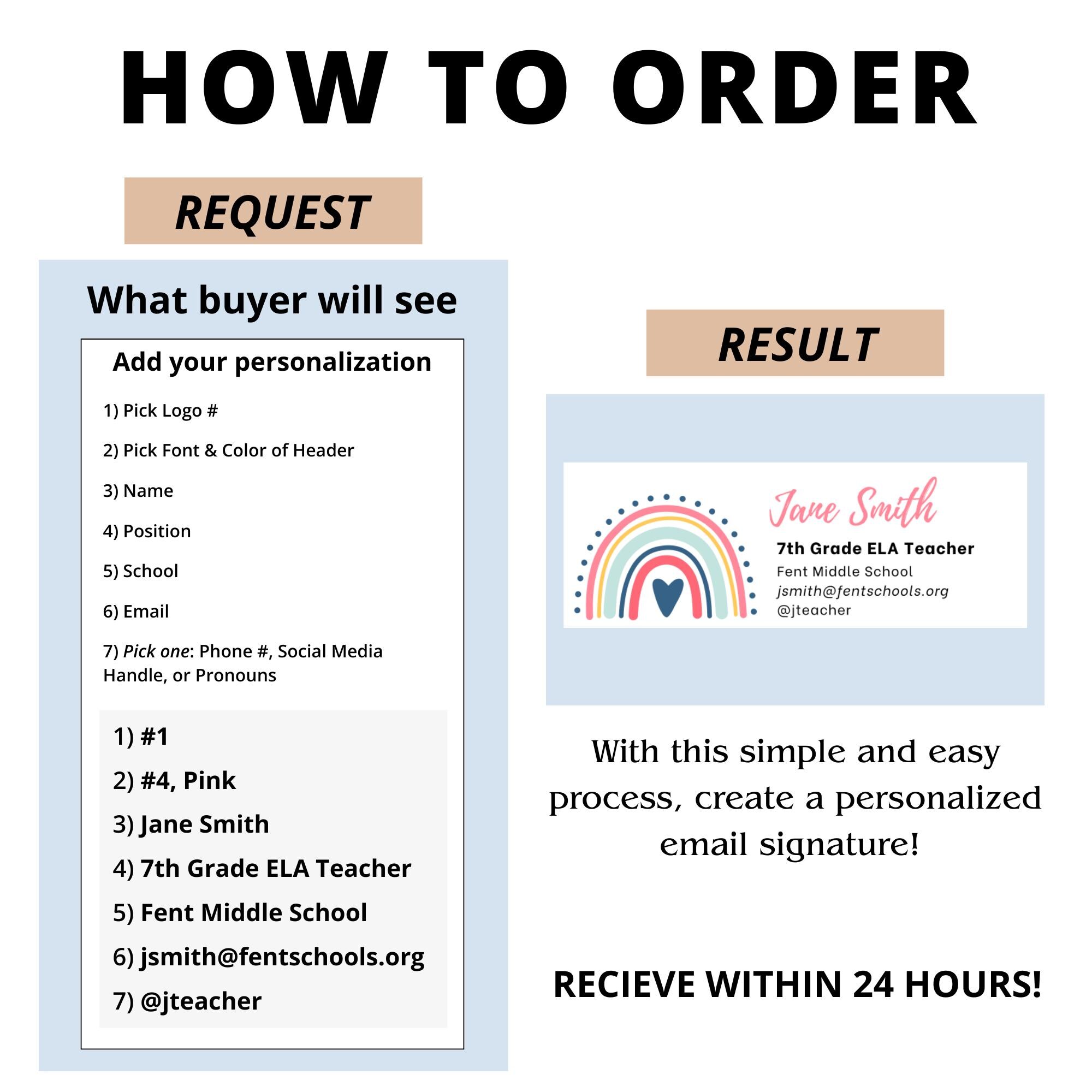 Custom Teacher Email Signature, Personalized Teacher Logo Signature ...