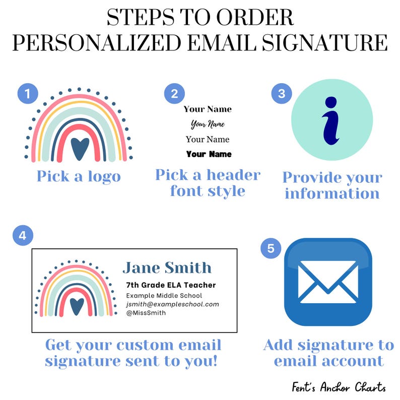 Custom Teacher Email Signature, Personalized Teacher Logo Signature ...