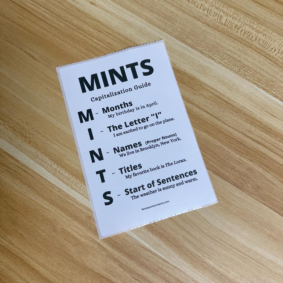 MINTS Capitalization Anchor Chart, Capitalization Poster ...