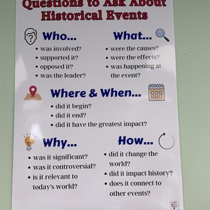 Historical Event Analysis Anchor Chart, Questions in History Anchor ...