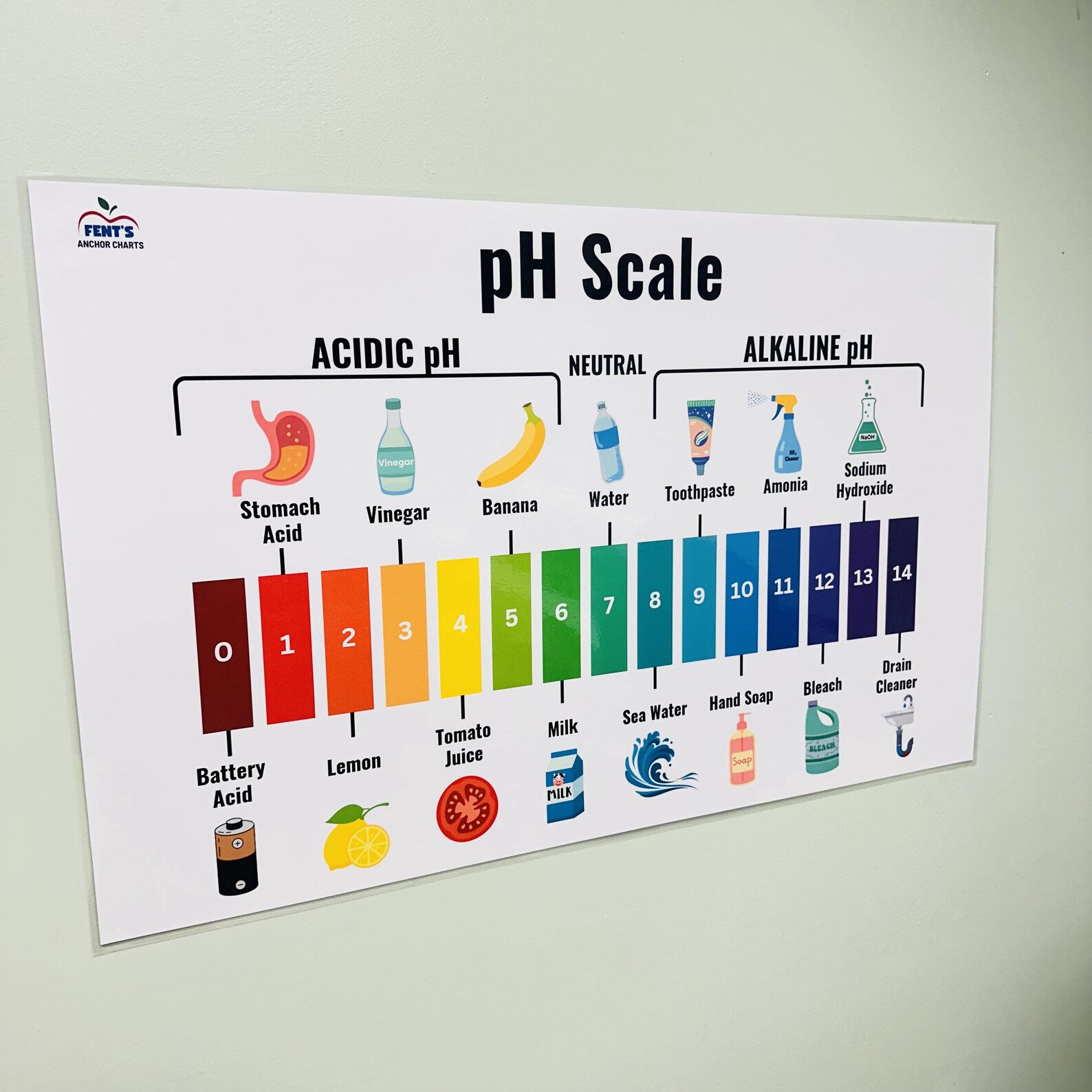 Ph Scale Anchor Chart, Acid Alkaline Ph Poster, Chemistry Classroom Anchor Chart, Acidic Basic ...
