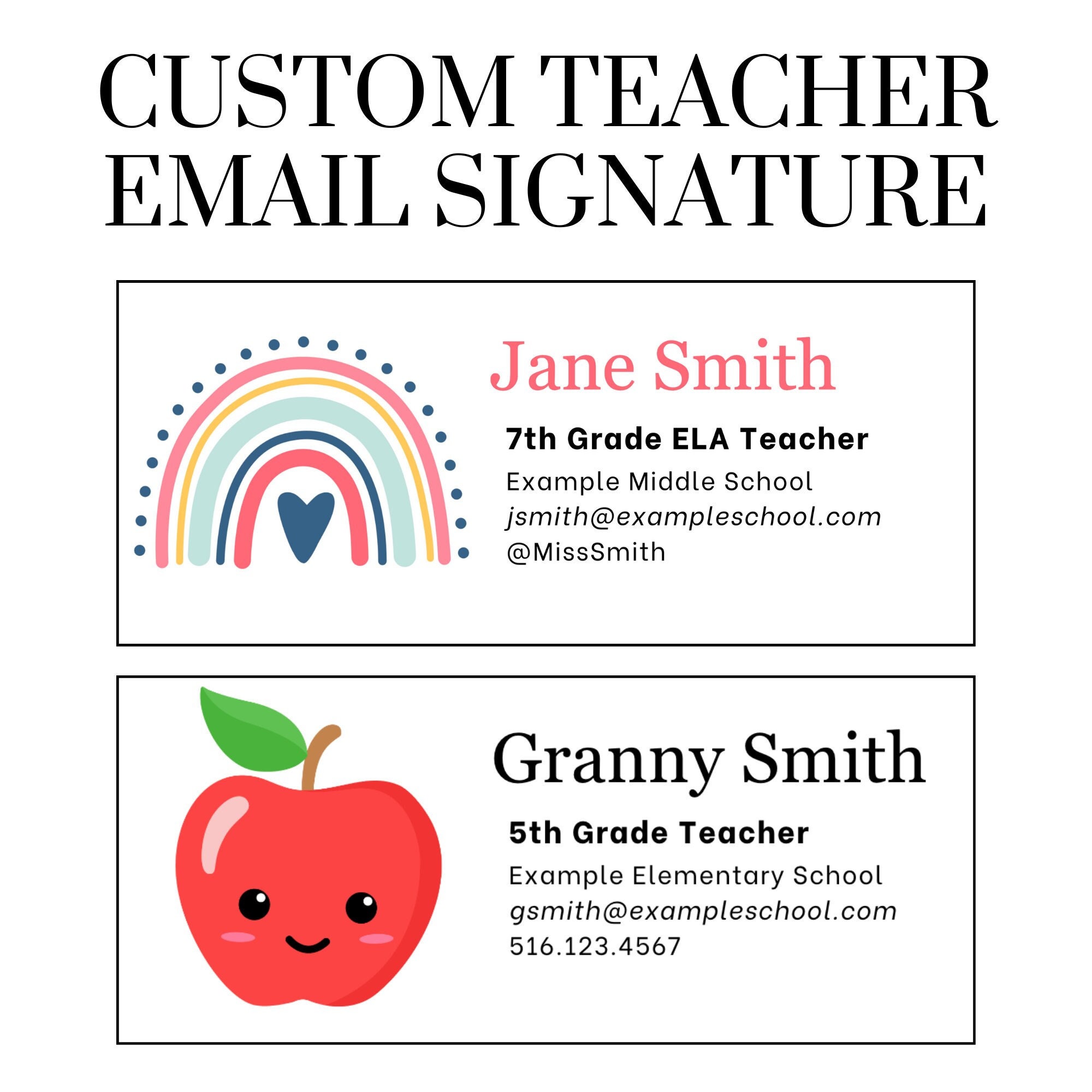 Email Signatures for Teachers, Teacher Email Signature, Principle Email ...
