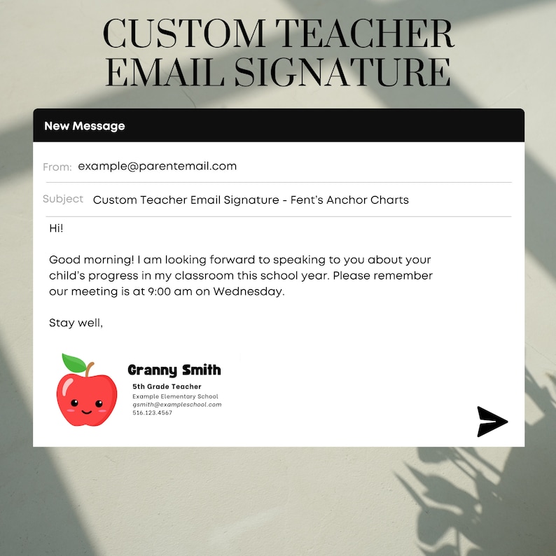 Custom Teacher Email Signature, Personalized Teacher Logo Signature ...