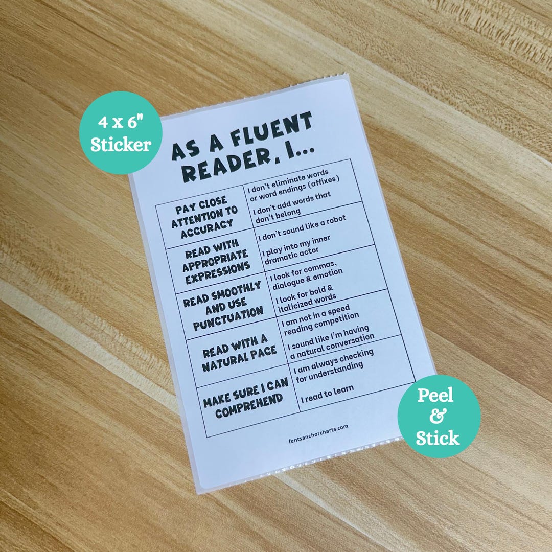Fluent Reader Anchor Chart, Reading Fluency Skills Poster for ...