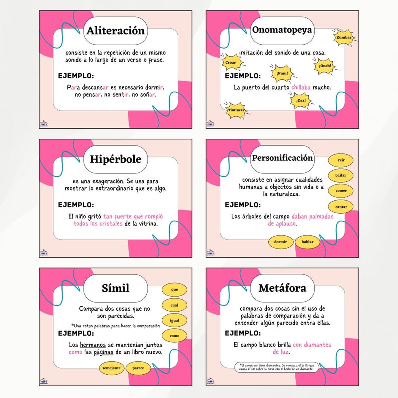 Printable Spanish Figurative Language, Spanish Figurative Language ...