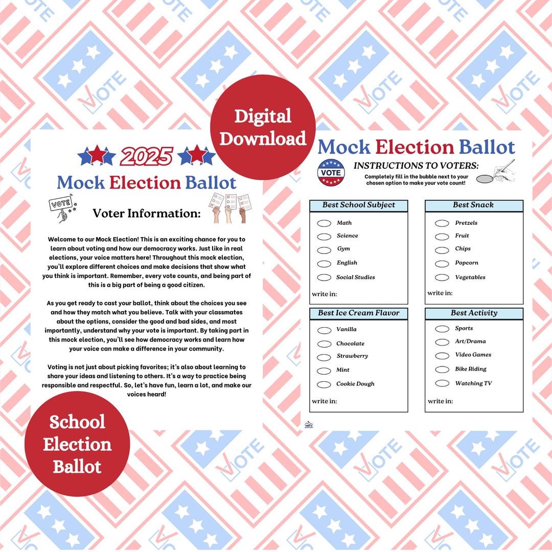 Printable Elementary Mock Election Ballot | School Voting Activity (PDF ...