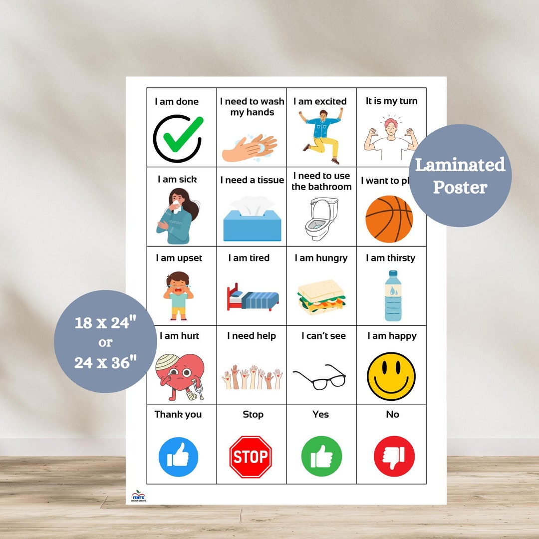 Basic Communication Board for Kids, Language Board, Non Verbal ...
