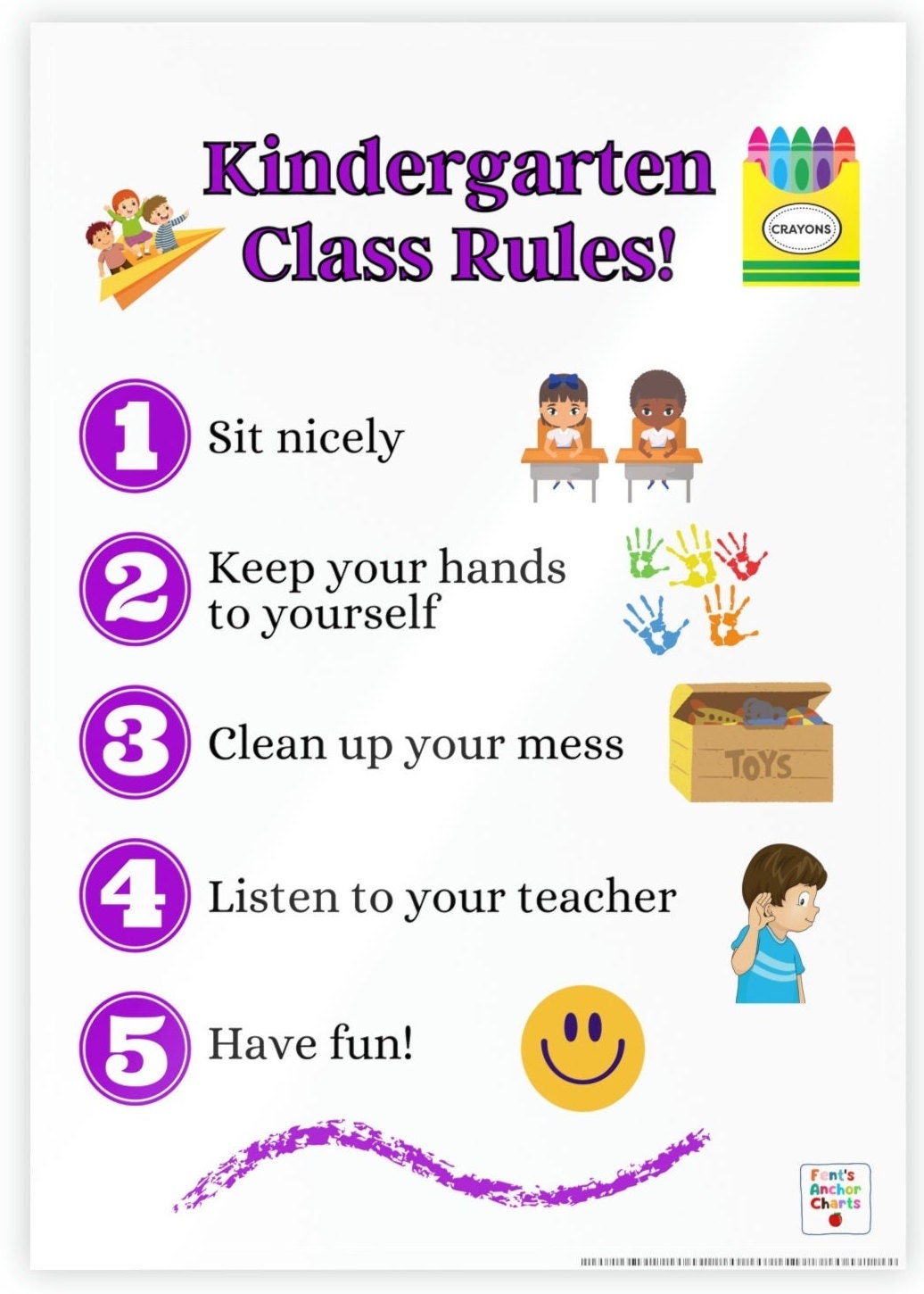 Kindergarten Class Rules Anchor Chart Kindergarten Anchor - Etsy UK