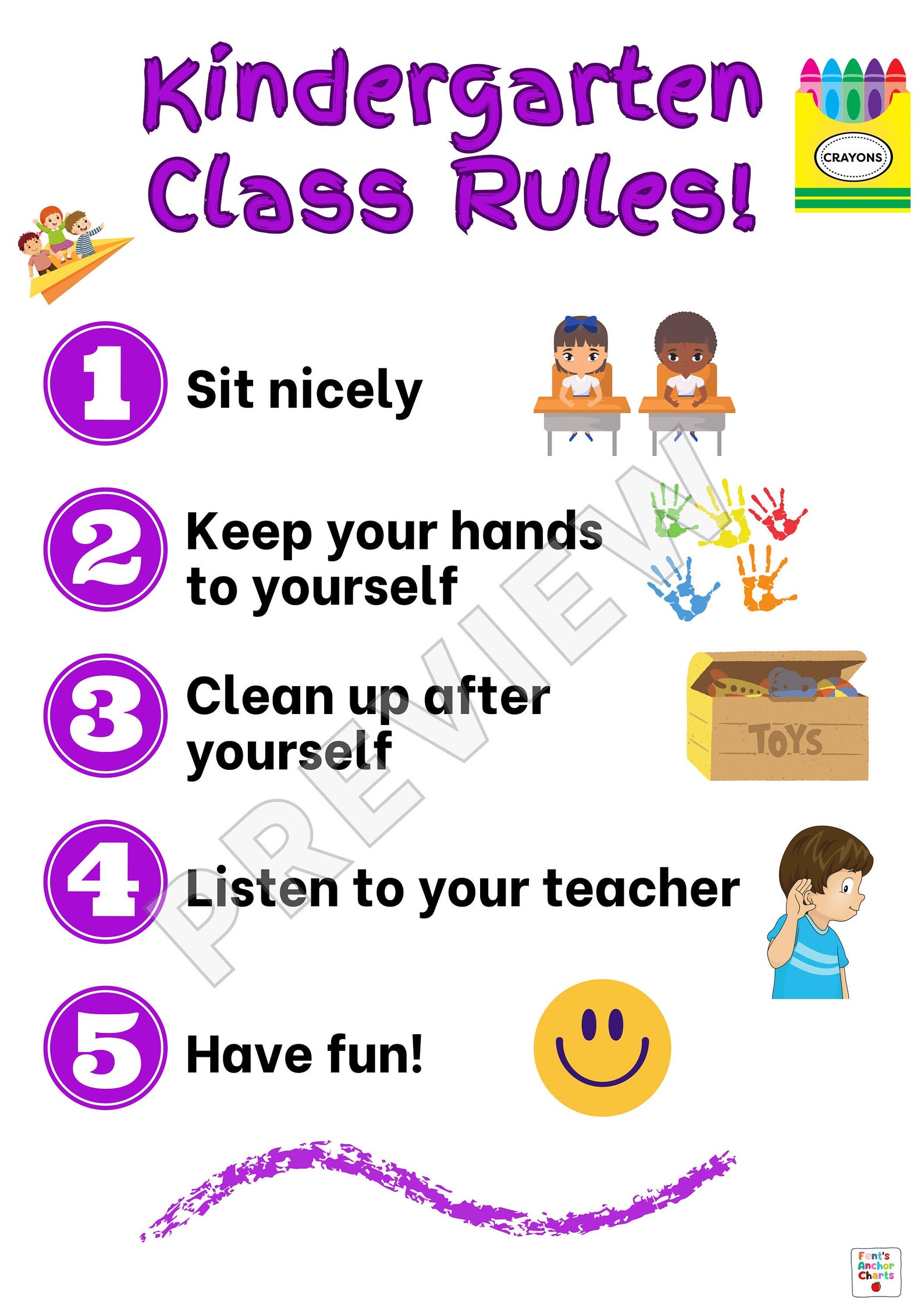 Kindergarten Class Rules Anchor Chart, Classroom Agreement ...