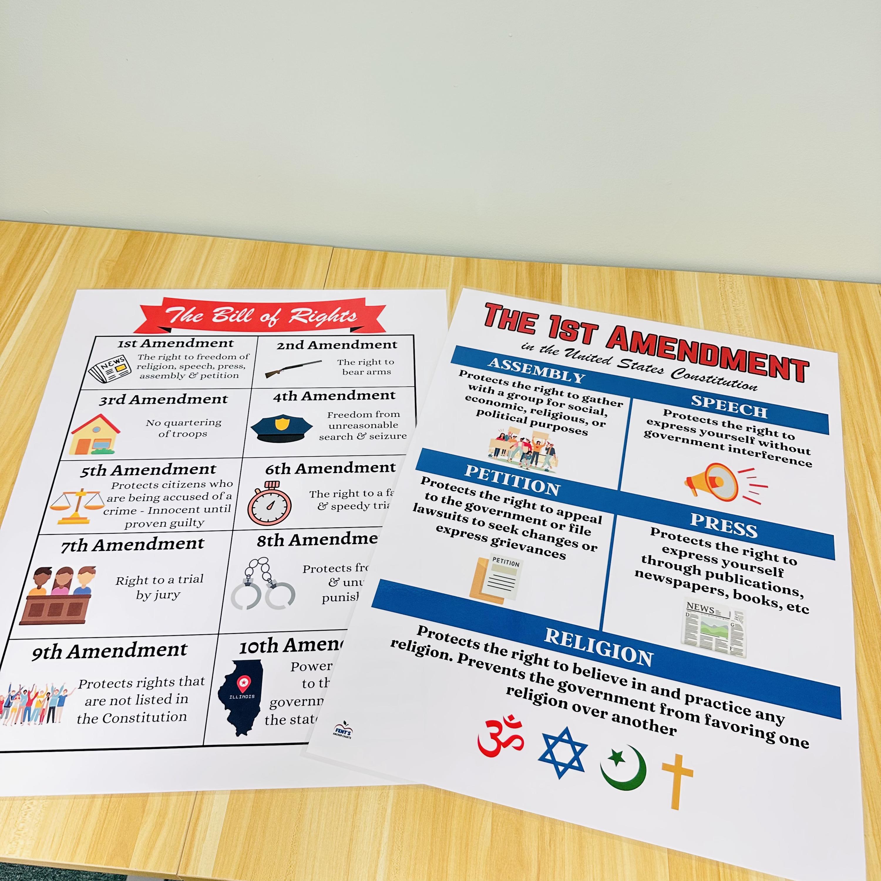 First Amendment Anchor Chart, Bill of Rights Classroom Poster, Civics ...