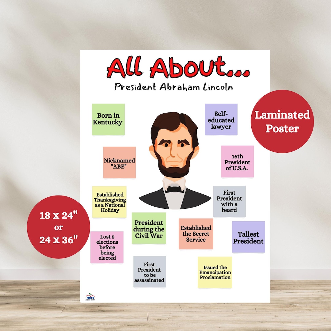 Abraham Lincoln Anchor Chart, President Lincoln Classroom Poster, US ...