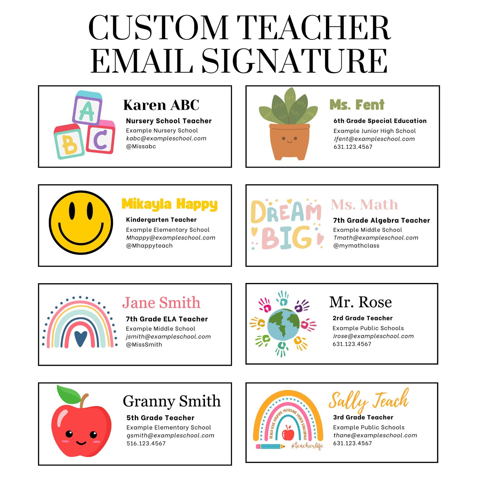 Teacher Email Signature, Personalized Email Signature for Teacher ...
