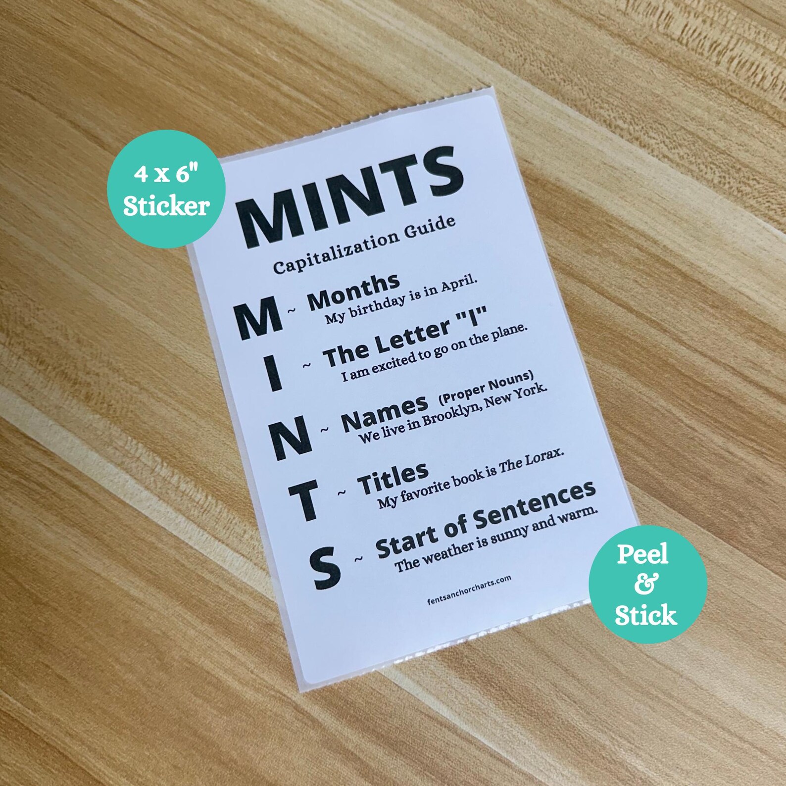 MINTS Capitalization Anchor Chart, Capitalization Poster ...