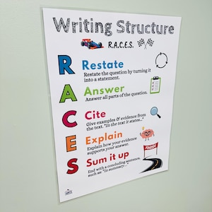 RACES Writing Strategy, Writing Poster, Paragraph Writing Anchor Chart ...