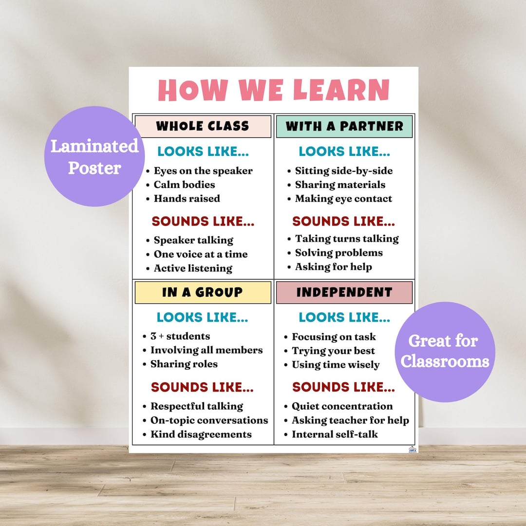 How We Learn Laminated Poster | Classroom Expectations Anchor Chart - Etsy