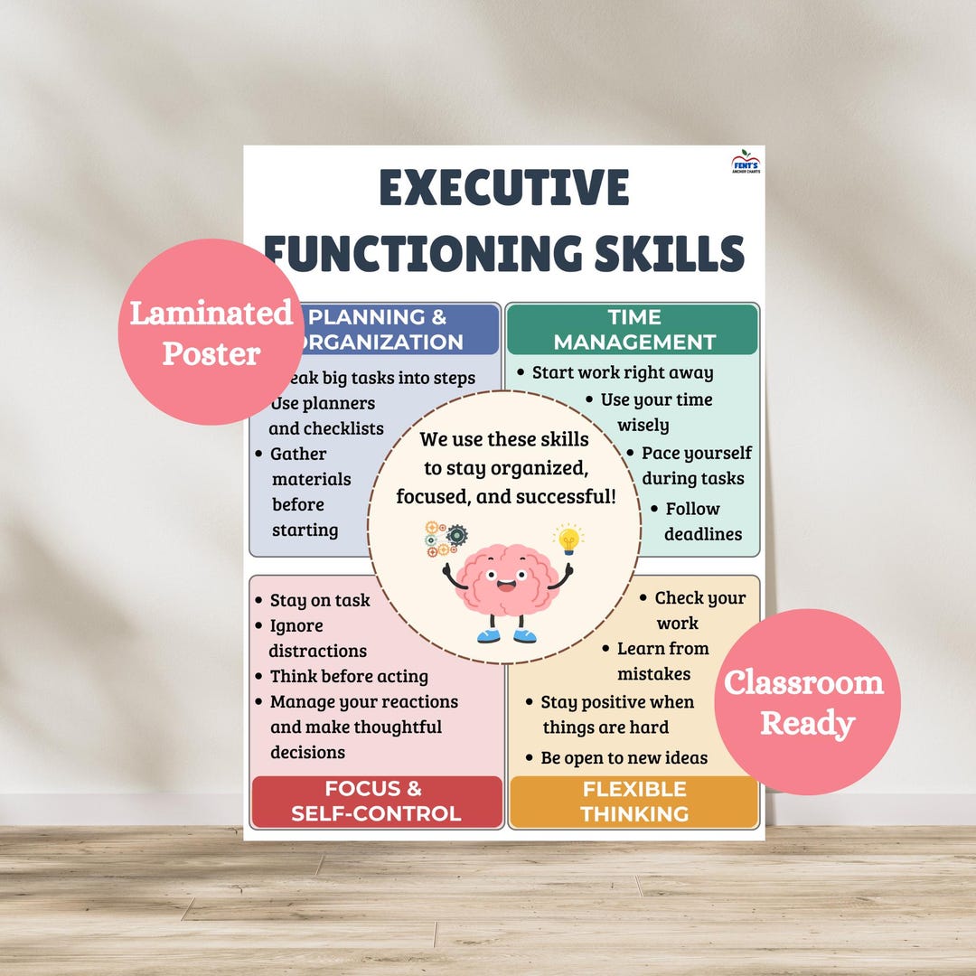 Executive Functioning Skills Laminated Anchor Chart | Social Emotional ...