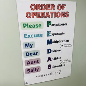 Order of Operations Math Anchor Chart, PEMDAS Acronym Math Poster, 5th ...