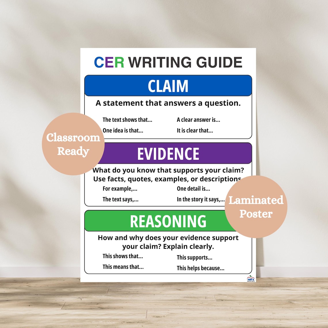 CER Writing Laminated Anchor Chart | Claim Evidence Reasoning Poster - Etsy