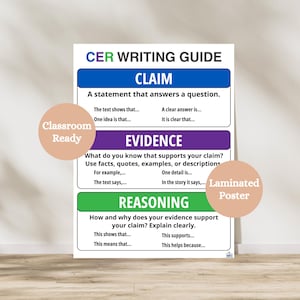 CER Writing Laminated Anchor Chart | Claim Evidence Reasoning Poster - Etsy